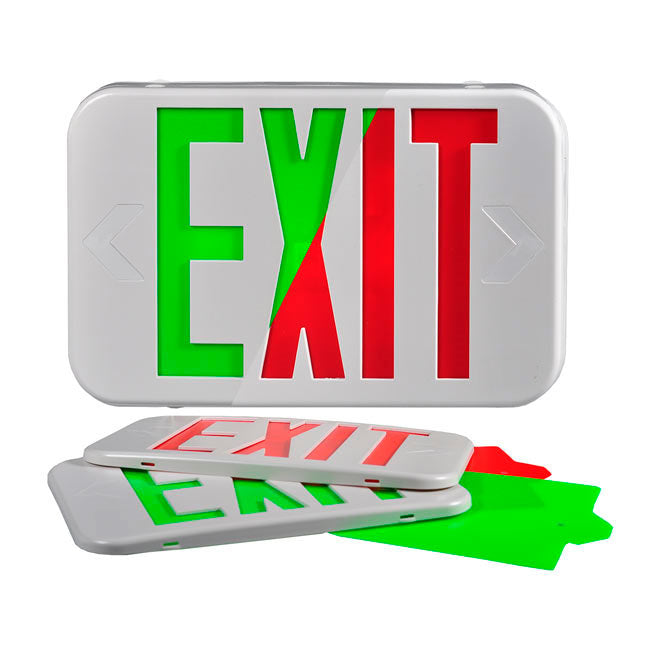 LED Exit Sign with Red & Green Face, Indoor – 90-Minute Battery Backup ...