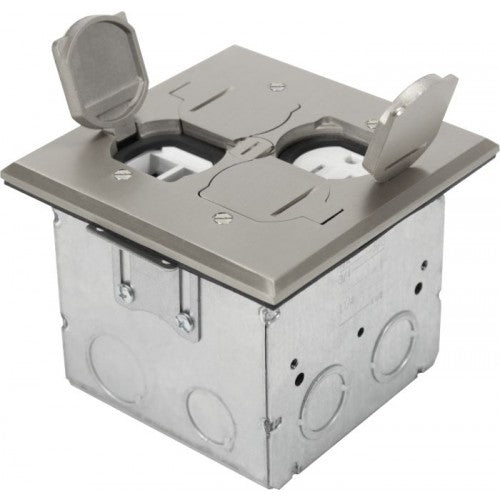 Orbit FLB-DL-SS Floor Box Flip Type Square Plate Cover With Receptacle