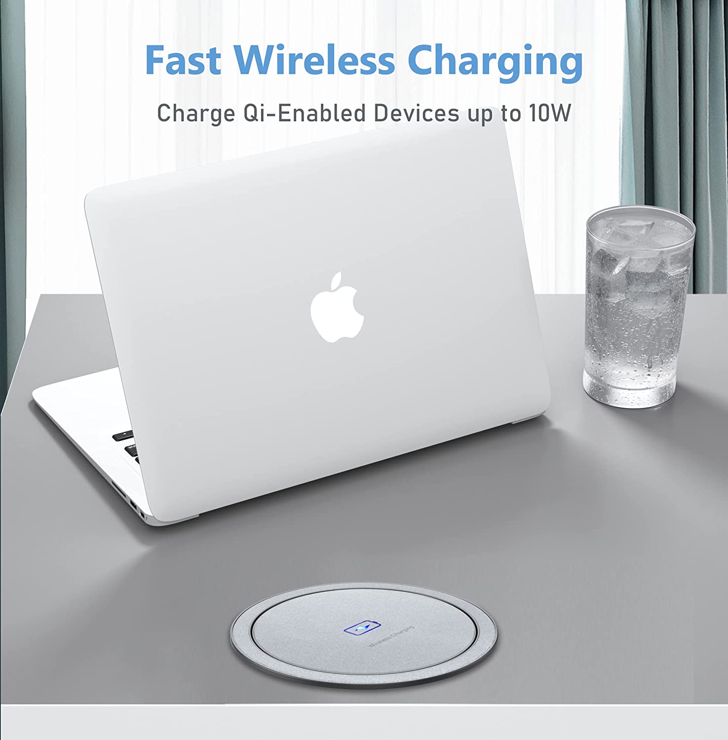 Compact Wireless Charging Kitchen Counter Pop Up With 4 Receptacles