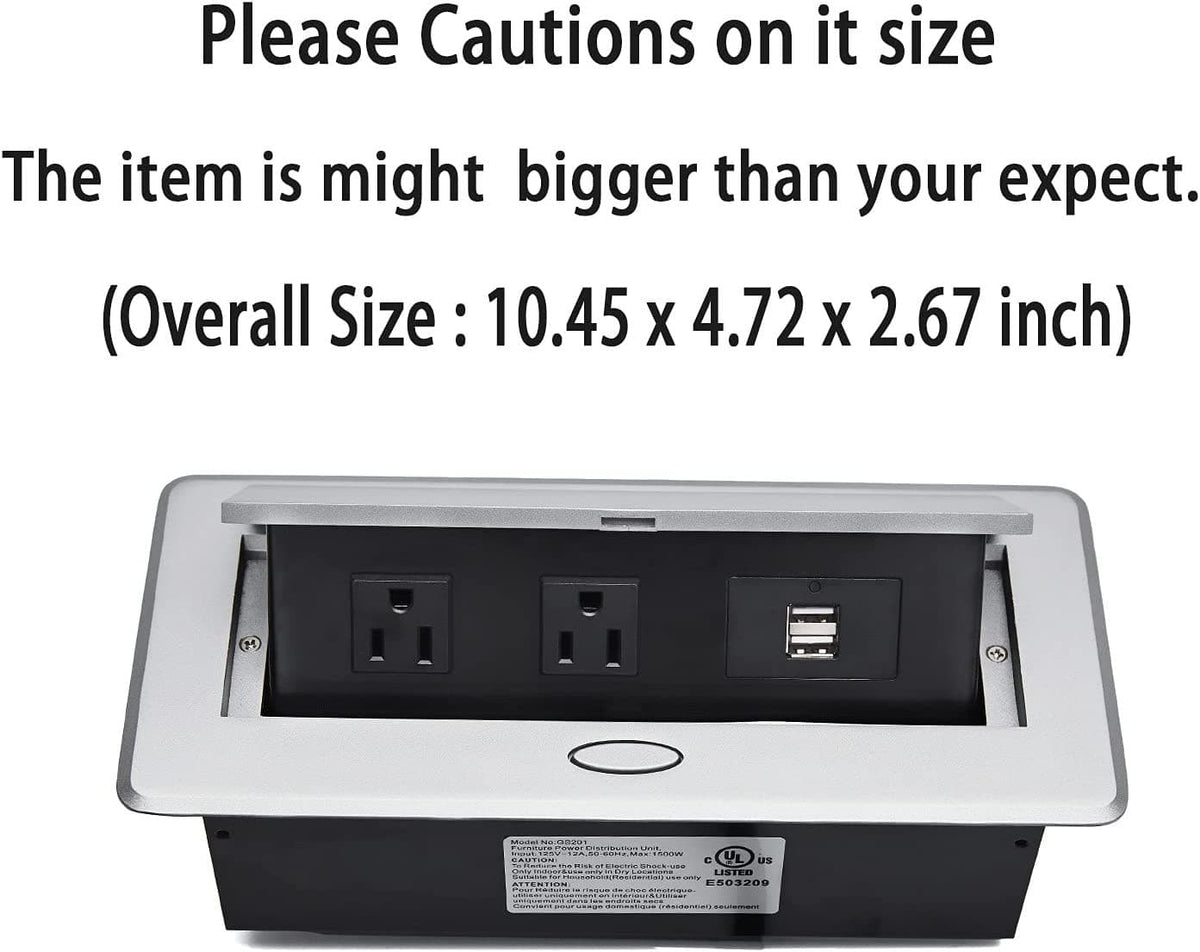 Pop Up Outlet Table Connection Box With 2 Outlets & 2 USB Charging Por ...