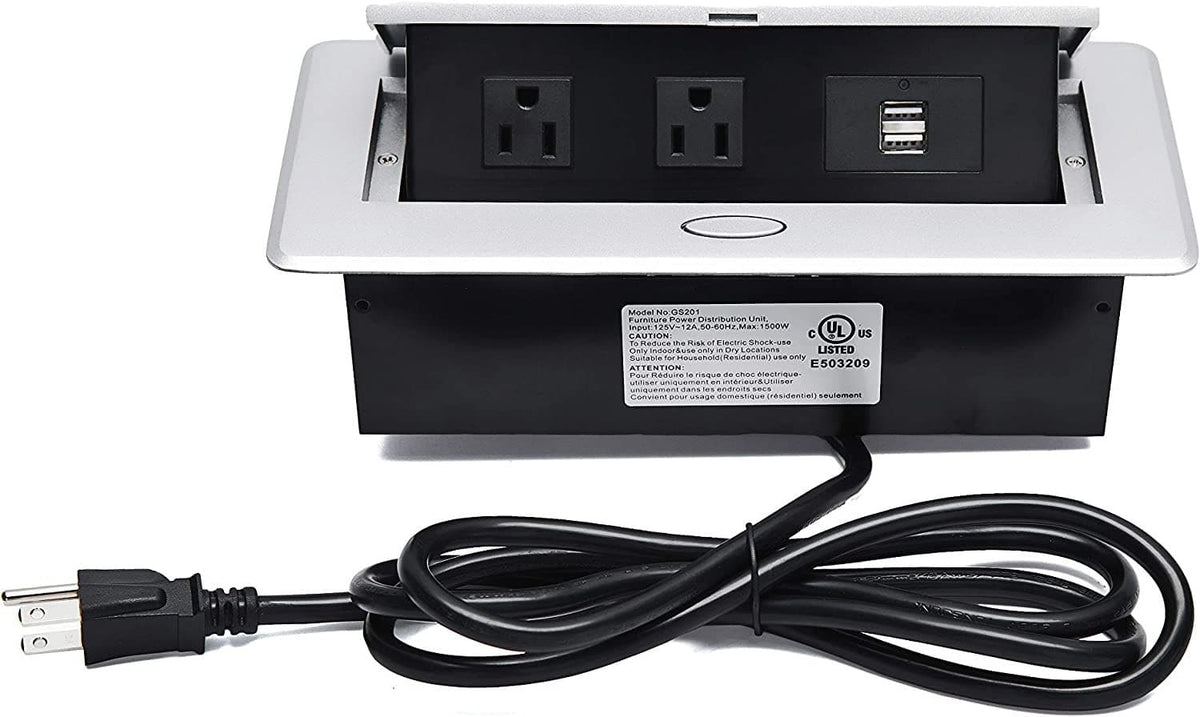 Pop Up Outlet Table Connection Box With 2 Outlets & 2 USB Charging Por ...