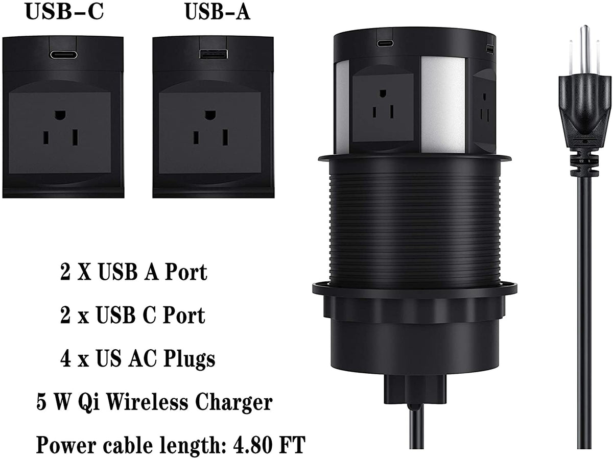 Wireless Charging Kitchen Counter Pop Up With 4 Receptacles with Type ...