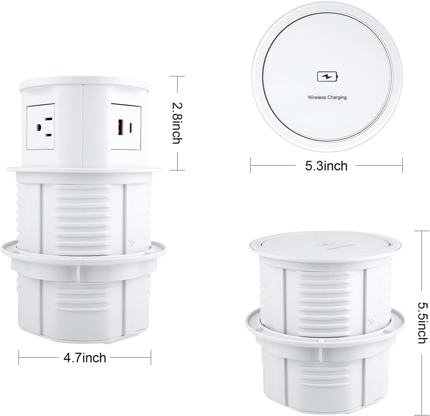 Wireless Charging Kitchen Counter Pop Up With 4 Receptacles with Type-